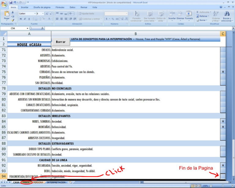 TEST HTP - Árbol - Casa - Persona -(Corrector Excel)