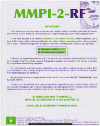 Test MMPI 2 - RF (Reestructurado) - (Software)