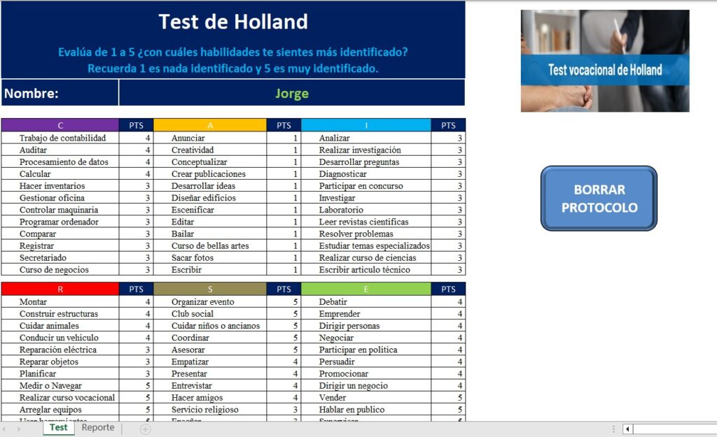 Holland Test ExamenVocacional-Ocupacional