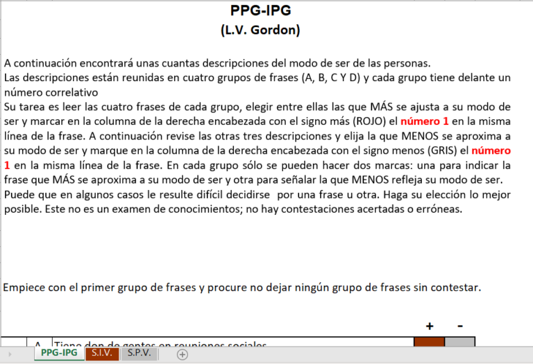 CORRECTOR -Inventario de la Personalidad de Gordon