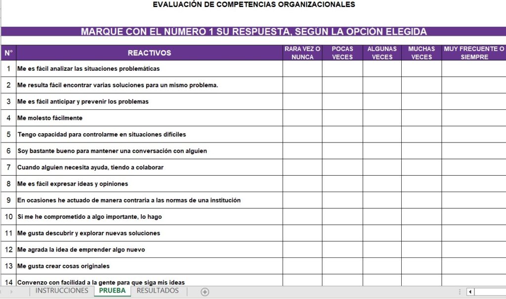 Corrector para la Evaluación de Competencias Organizacionales