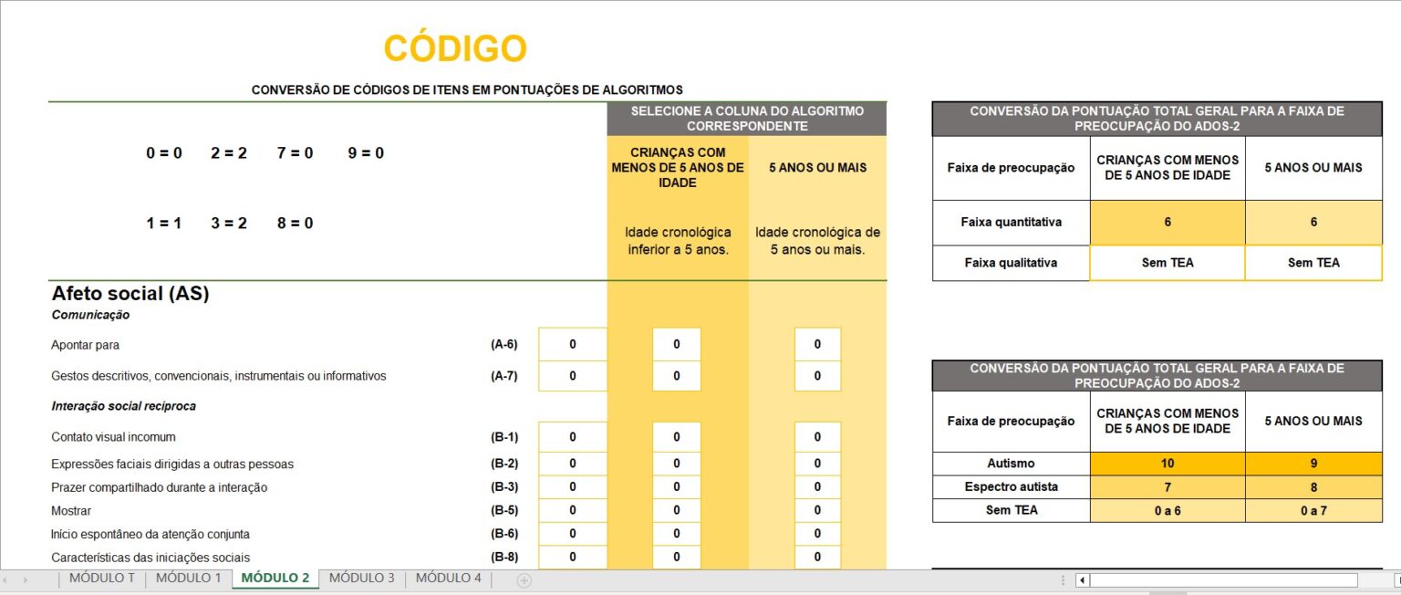 ADOS-2 CORRECTOR - Escala de Diagnóstico de Autismo