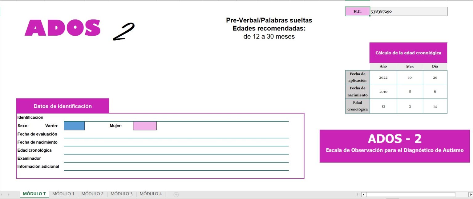 CORRECTOR ADOS-2 - Escala para el Diagnostico del Autismo