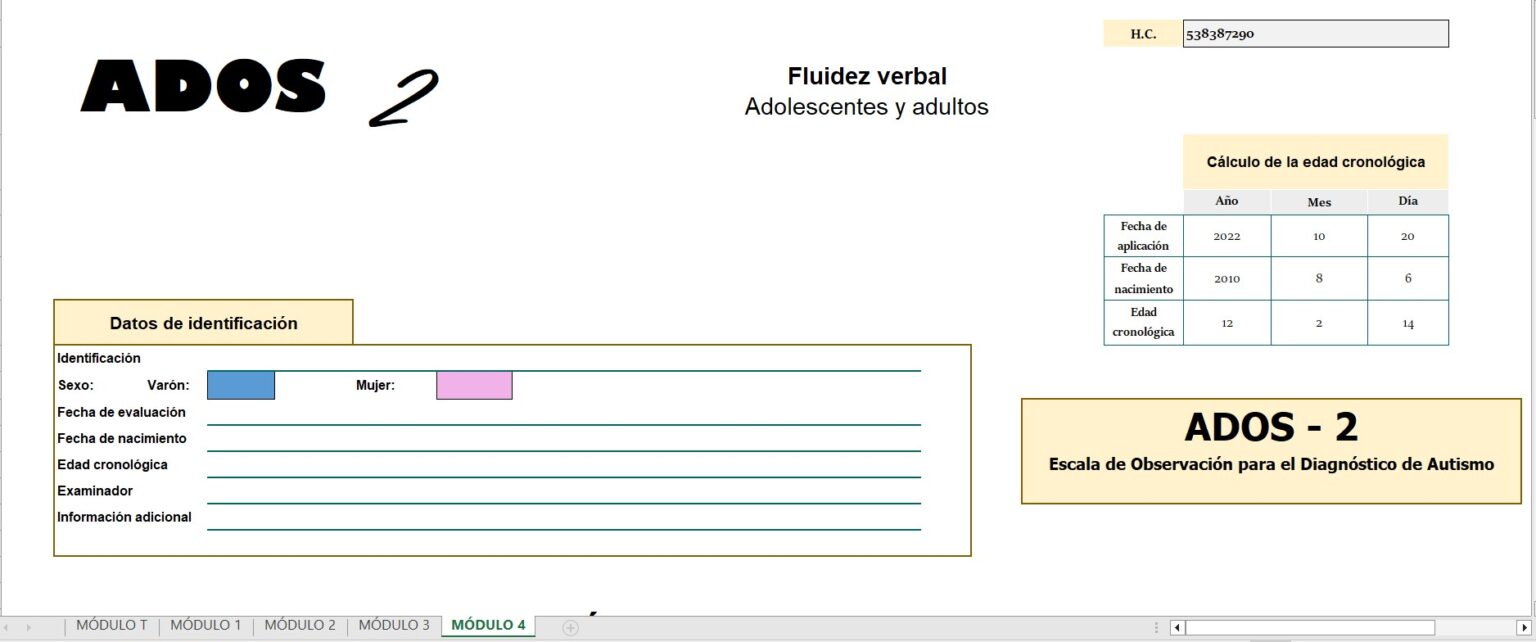 CORRECTOR ADOS-2 - Escala para el Diagnostico del Autismo