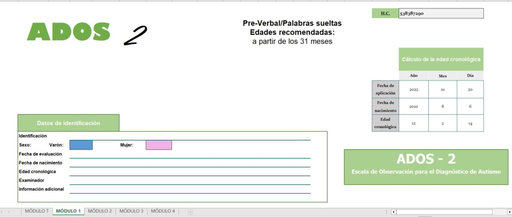 CORRECTOR ADOS-2 - Escala para el Diagnostico del Autismo