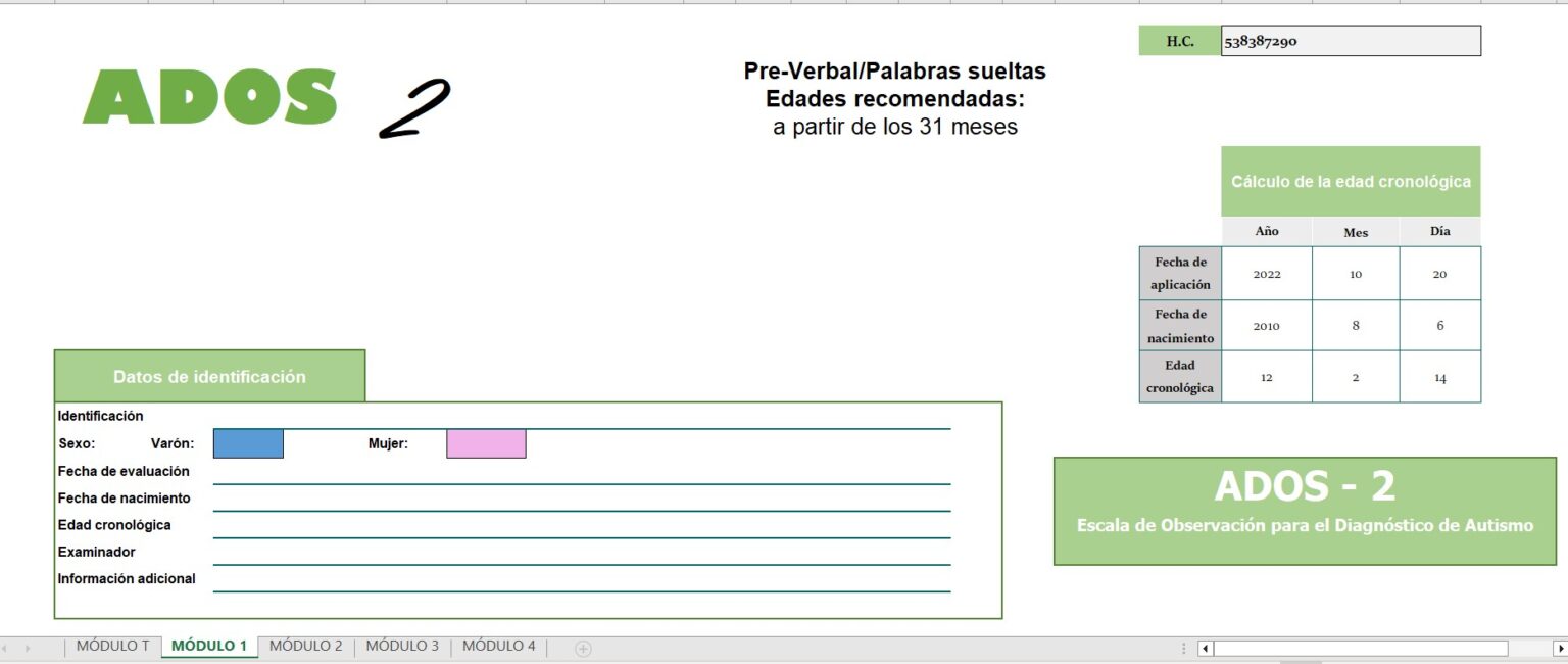 CORRECTOR ADOS-2 - Escala para el Diagnostico del Autismo