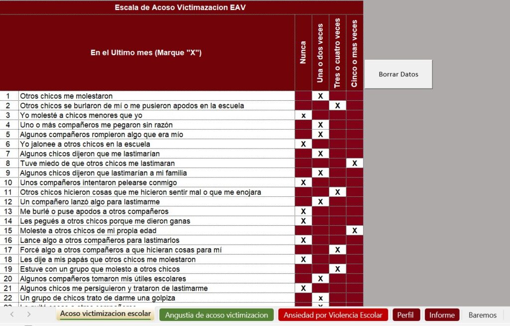 CORRECTOR: ERAVE Escalas de Acoso-Victimización Escolares